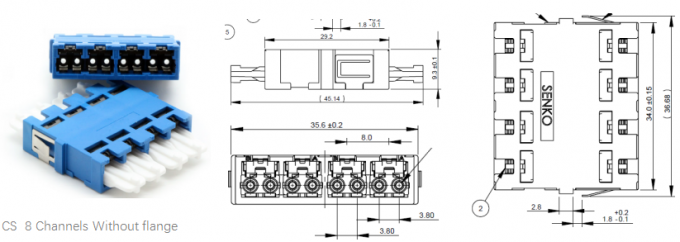 CS Type Fiber Optic Adapters Single Mode 2/4/6/8 Channels Higher Density