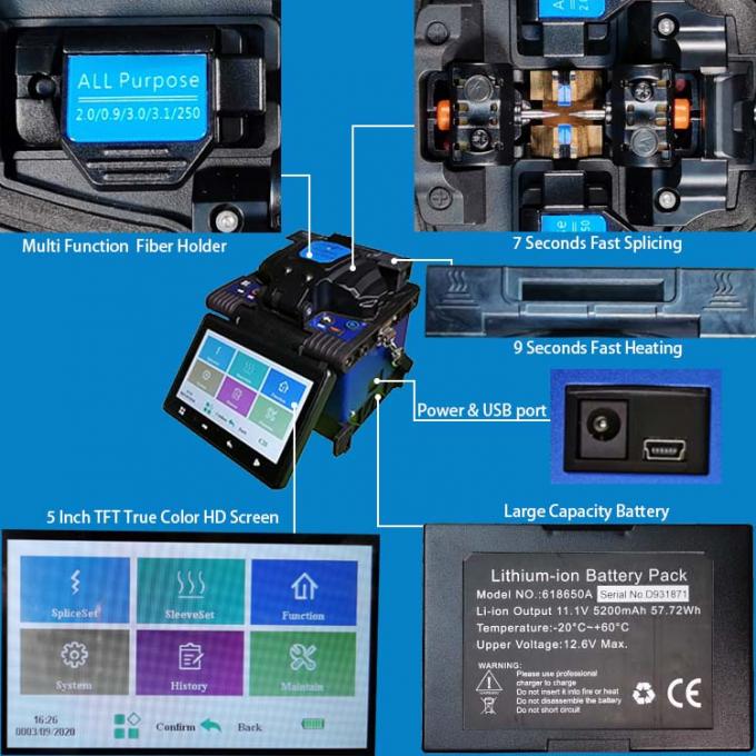 7s Fast Fiber Optic Fusion Splicers Fully Automatic Fiber Optic Cable ...