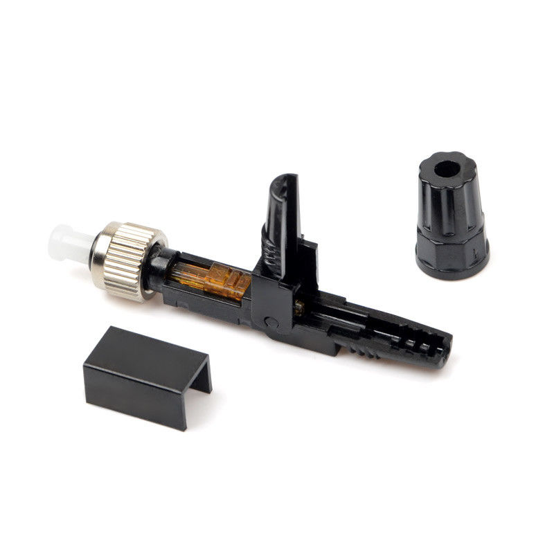 Black Ftth Embedded Fiber Optic Cable Connectors Singlemode Quick Connector
