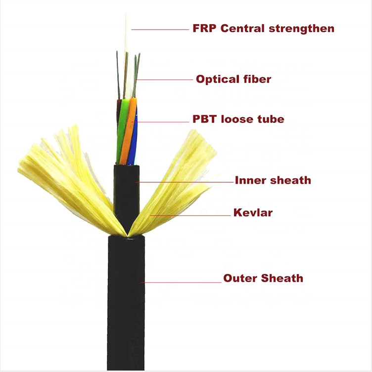 Adss 48 Core Aerial Fiber Optic Patch Cord Cable Single Mode Large Span ...
